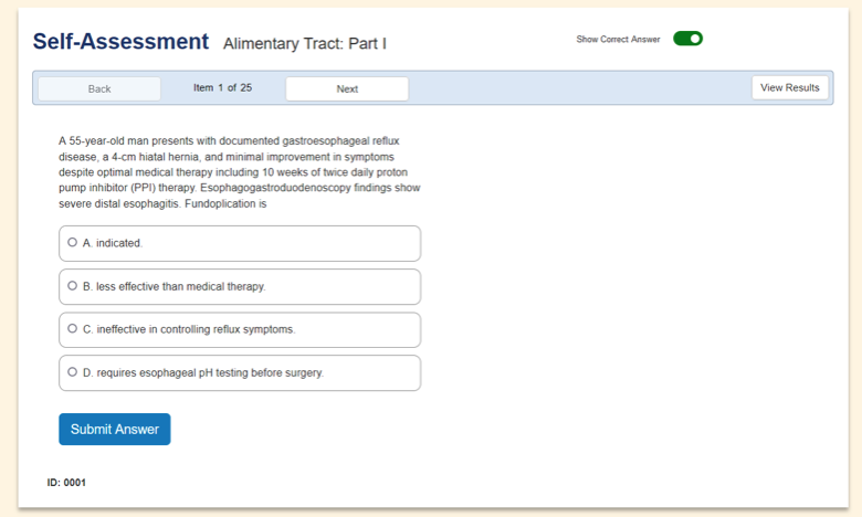 Answering Items in Self-Assessment Mode - SESAP 18